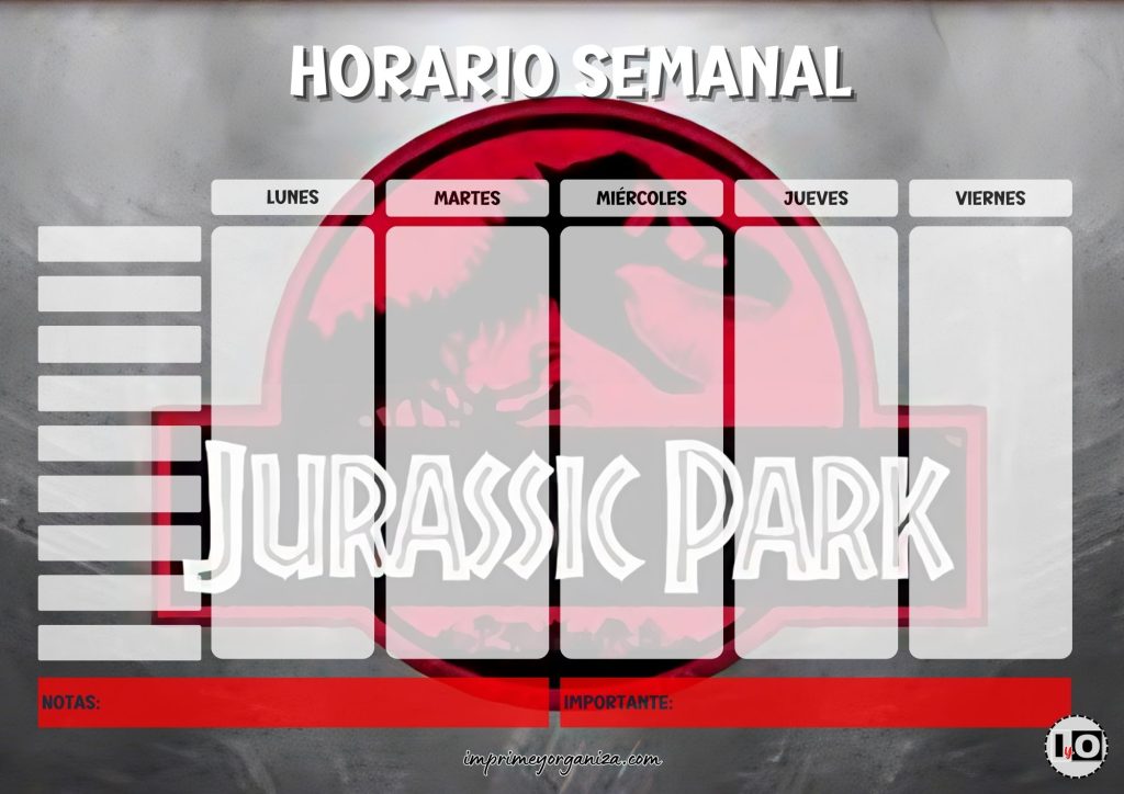 Horarios de clases de personajes animados en PDF [GRATIS]