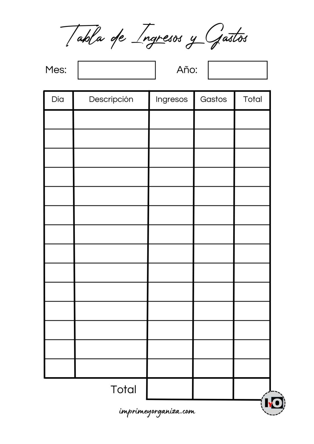 Tablas de ingresos y gastos para imprimir en PDF [GRATIS]