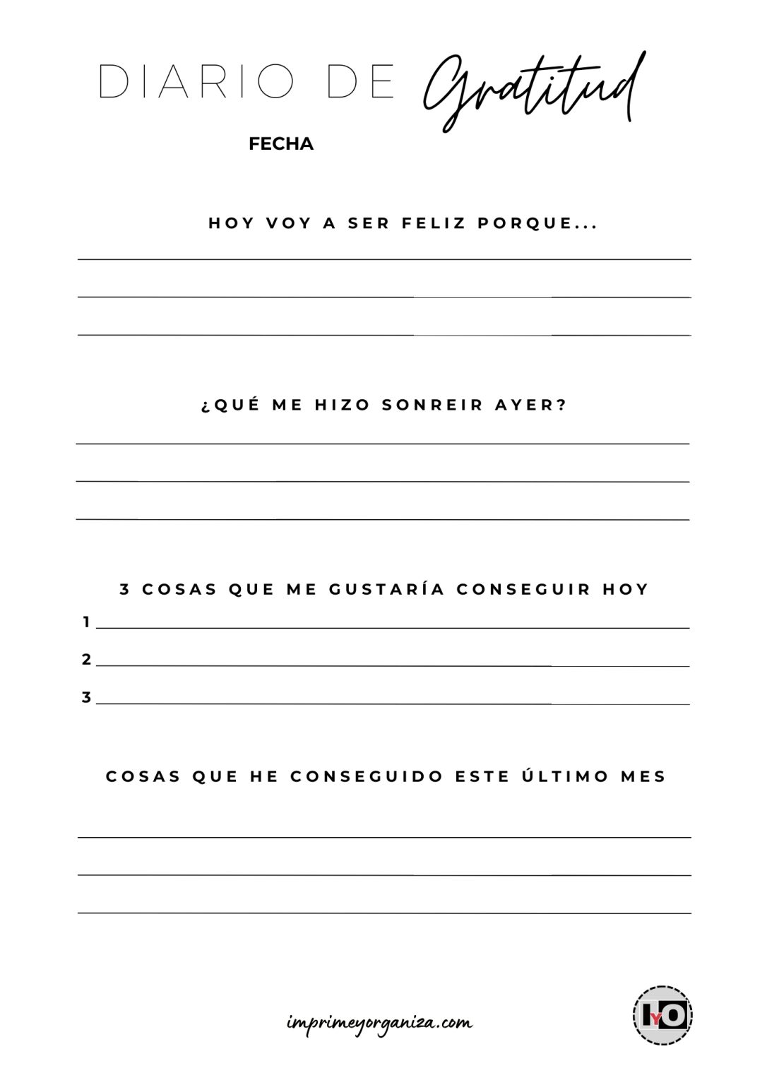 Diarios de Gratitud - Imprime y Organiza