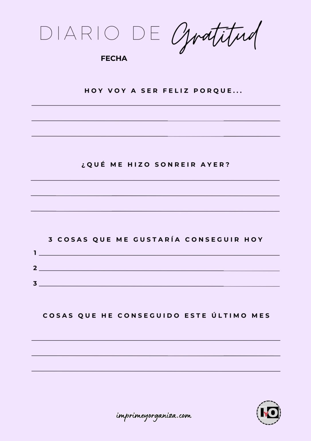 Diarios de Gratitud - Imprime y Organiza
