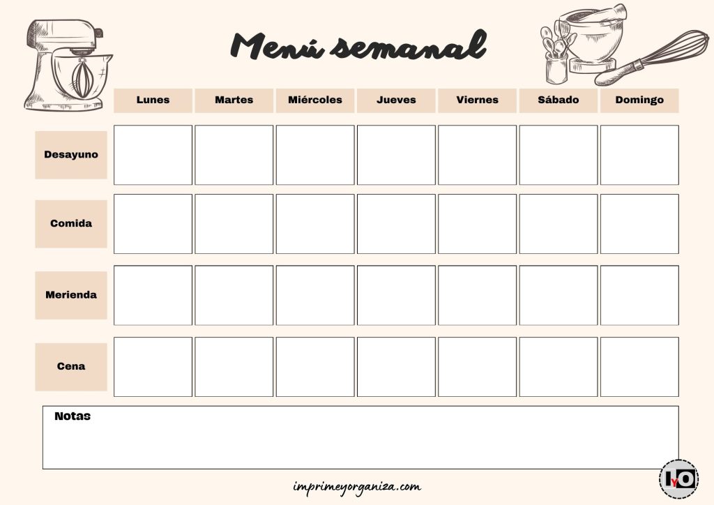 Menús Semanales - Imprime y Organiza