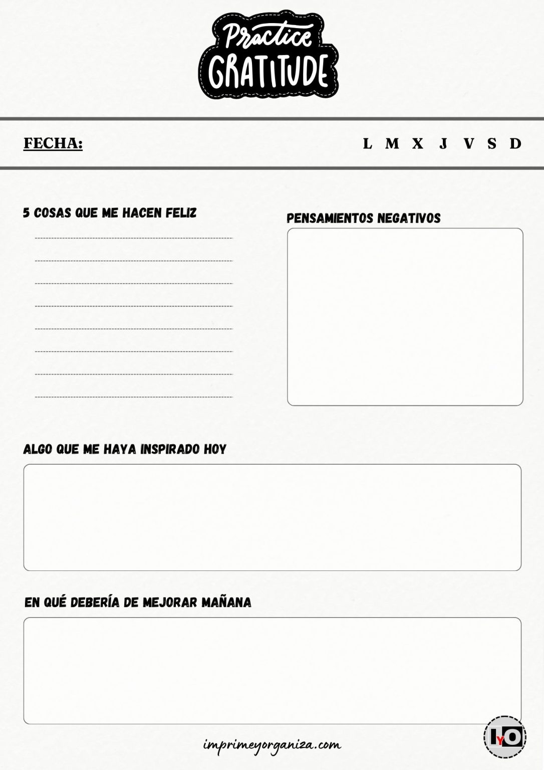 Diarios de Gratitud - Imprime y Organiza