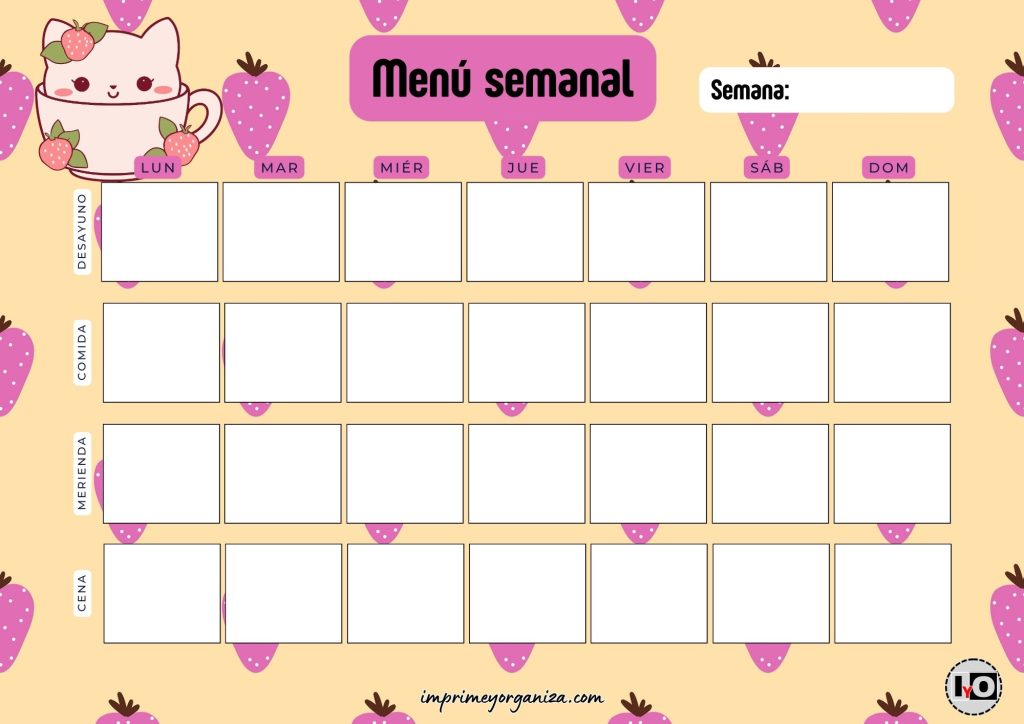 Menú semanal de 4 comidas con merienda en PDF [GRATIS]