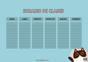 Horarios de clases de animales para Imprimir en PDF [GRATIS]