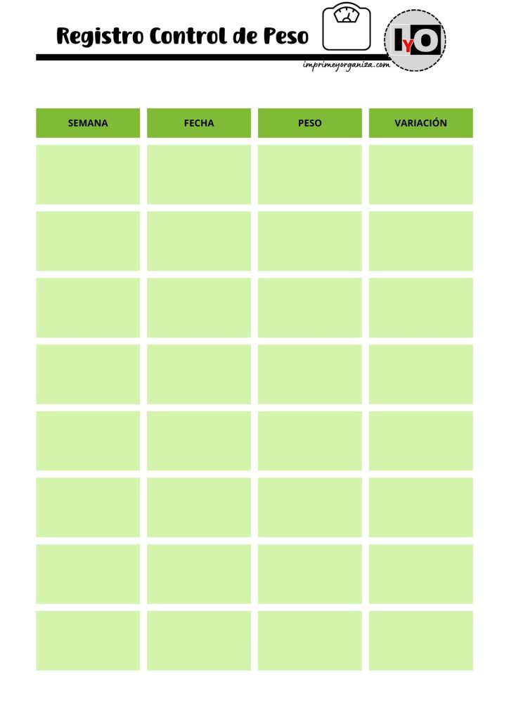 Plantillas de Control de Peso en PDF Gratis