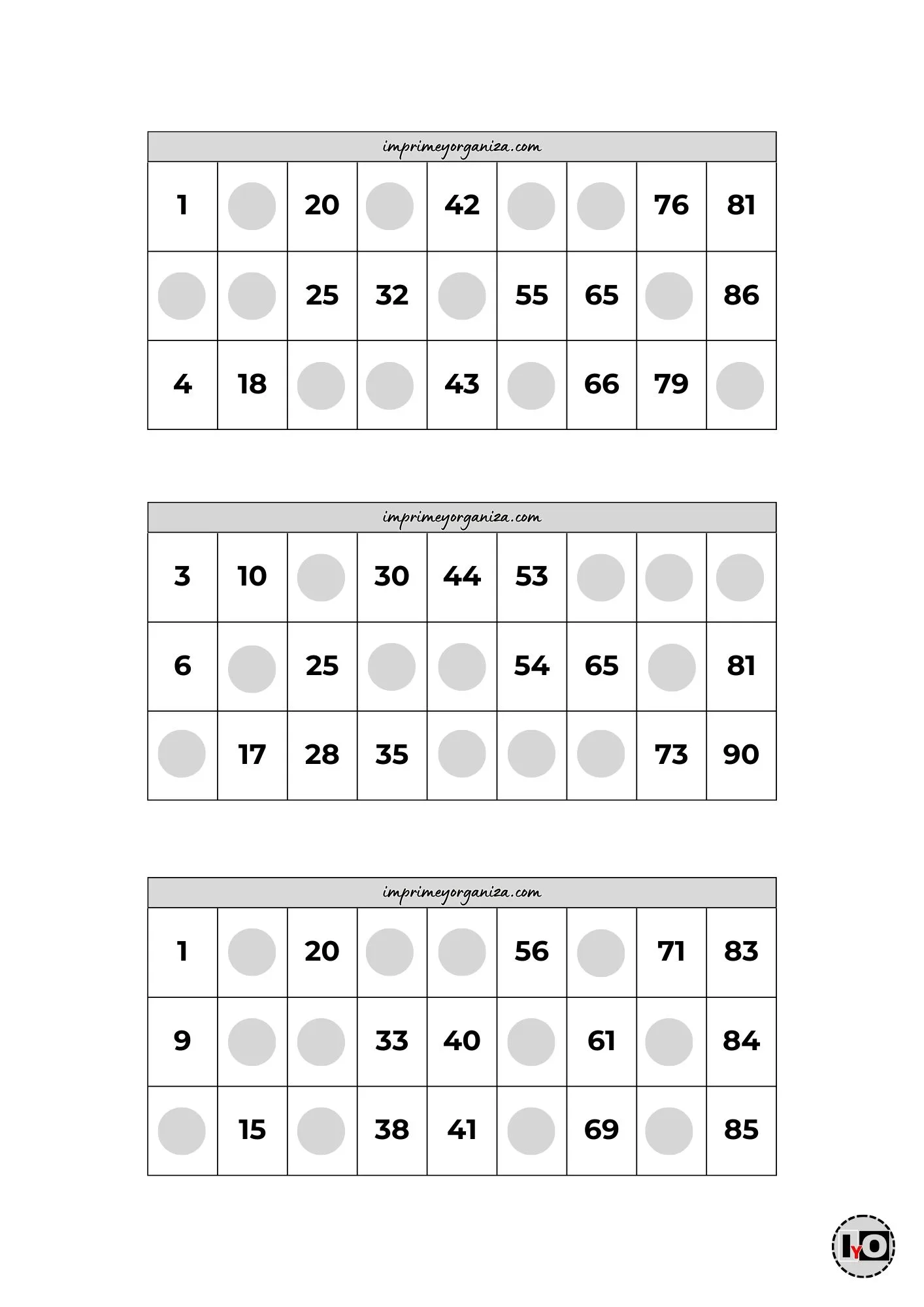 Plantillas De Tarjetas De Bingo Para Imprimir