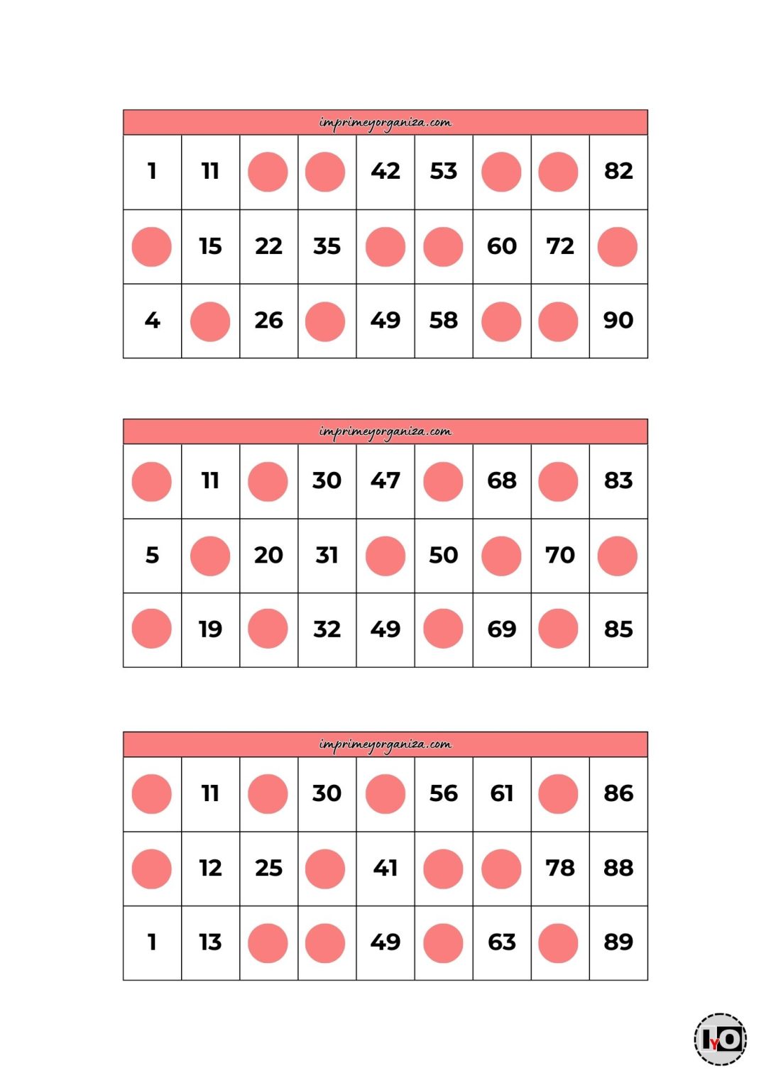 Cartones de Bingo para imprimir [GRATIS]