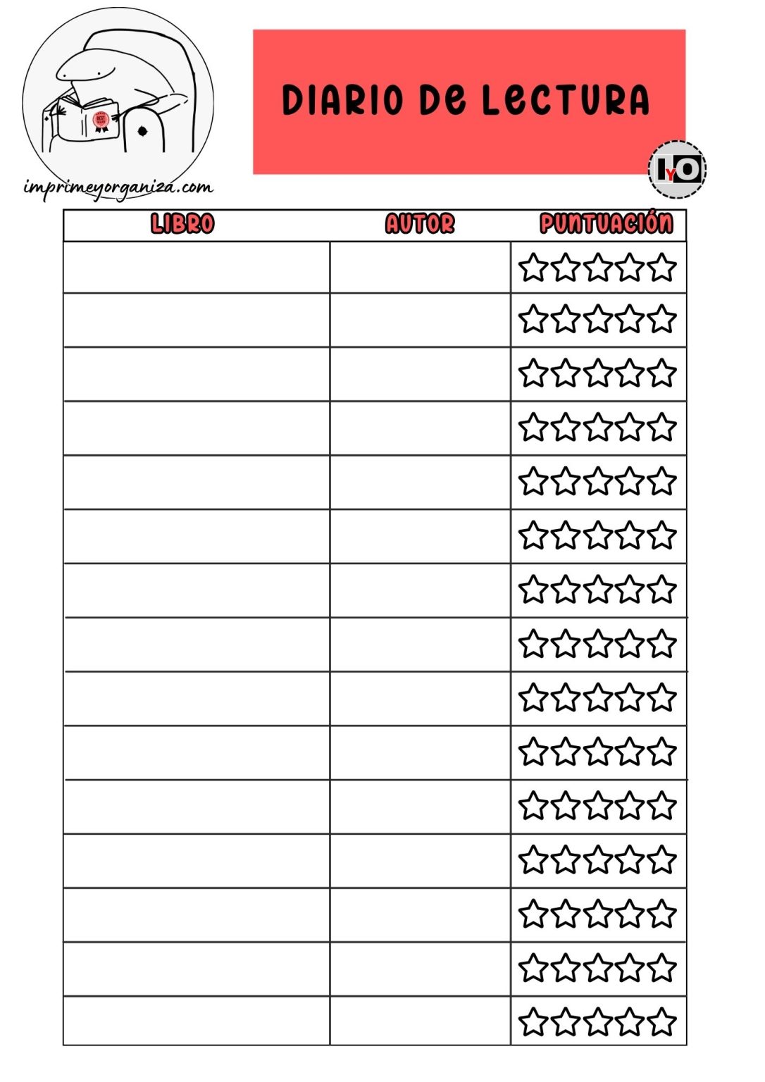 Diarios de Lectura para imprimir en PDF [GRATIS]