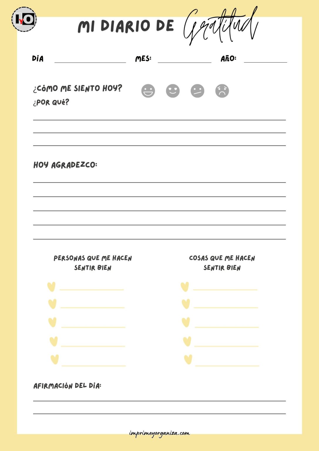 Diarios de Gratitud - Imprime y Organiza