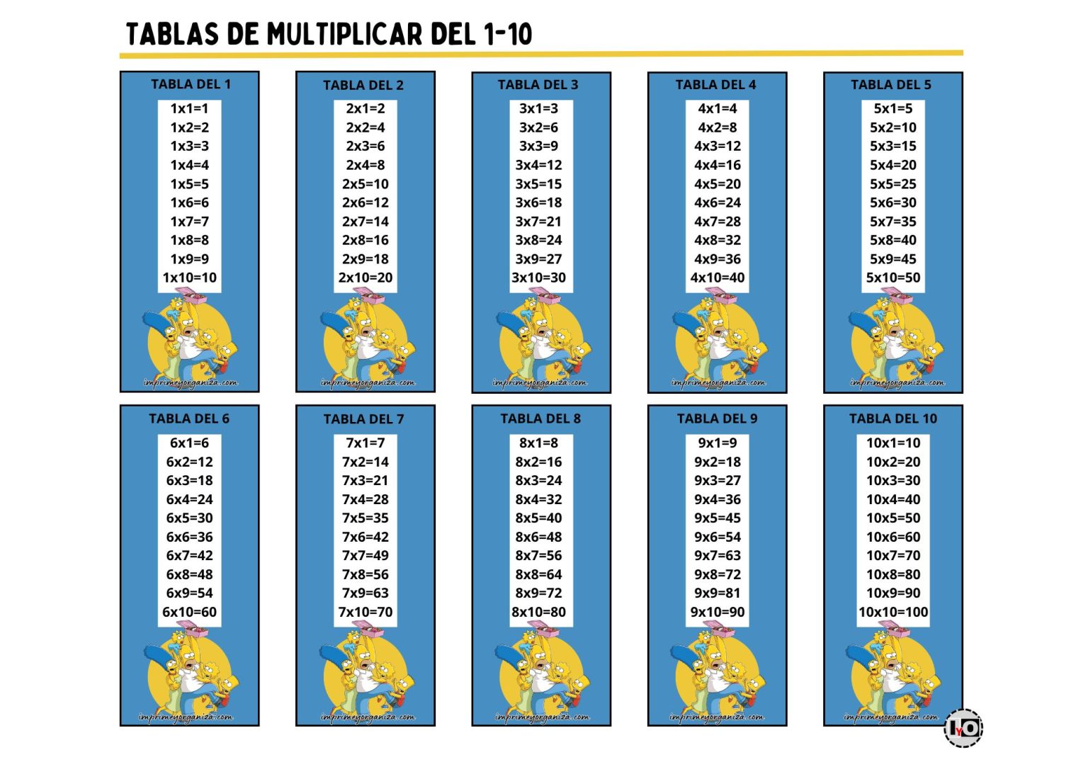 Plantillas de las tablas 1-10 para imprimir en PDF [GRATIS]