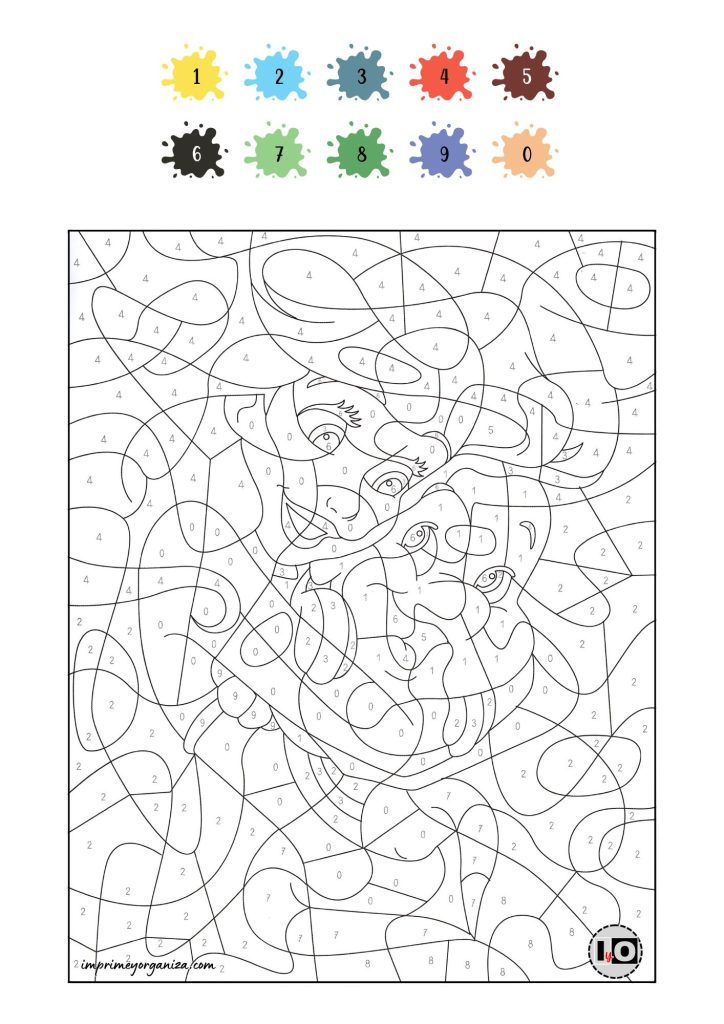 Princesas para colorear por número en PDF [GRATIS]