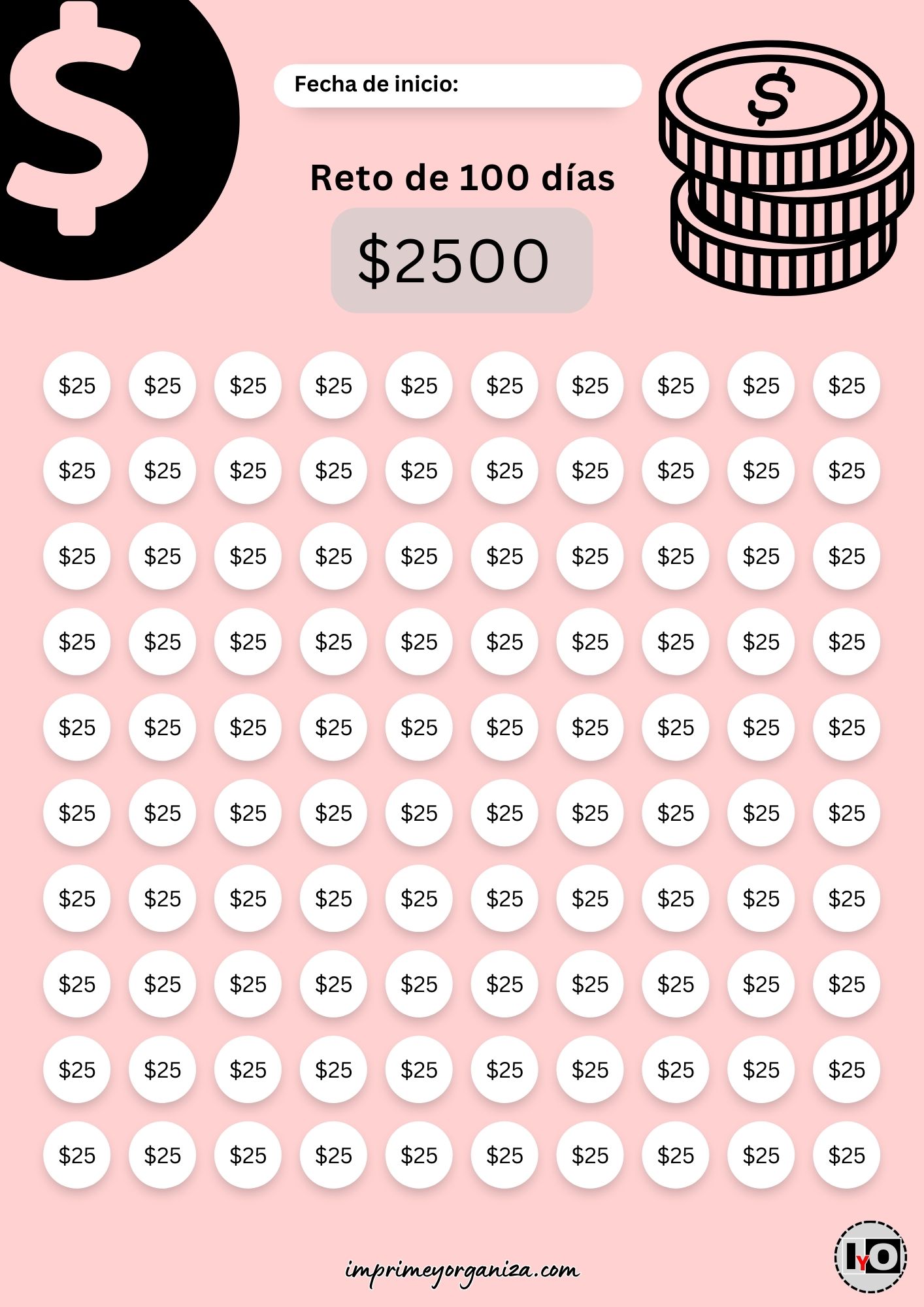 Retos de ahorro en 100 días para imprimir en PDF [GRATIS]