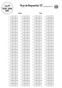 Hojas de respuestas test de 200 preguntas en PDF [GRATIS]