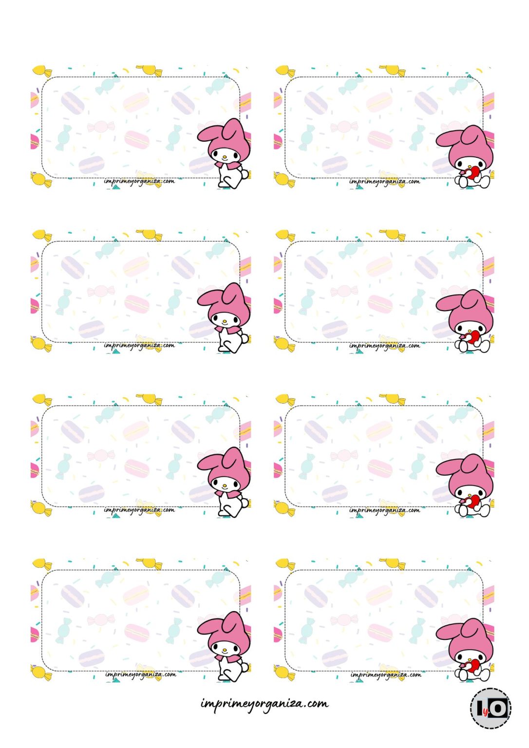 Etiquetas escolares de Hello Kitty y amigos en PDF [GRATIS]