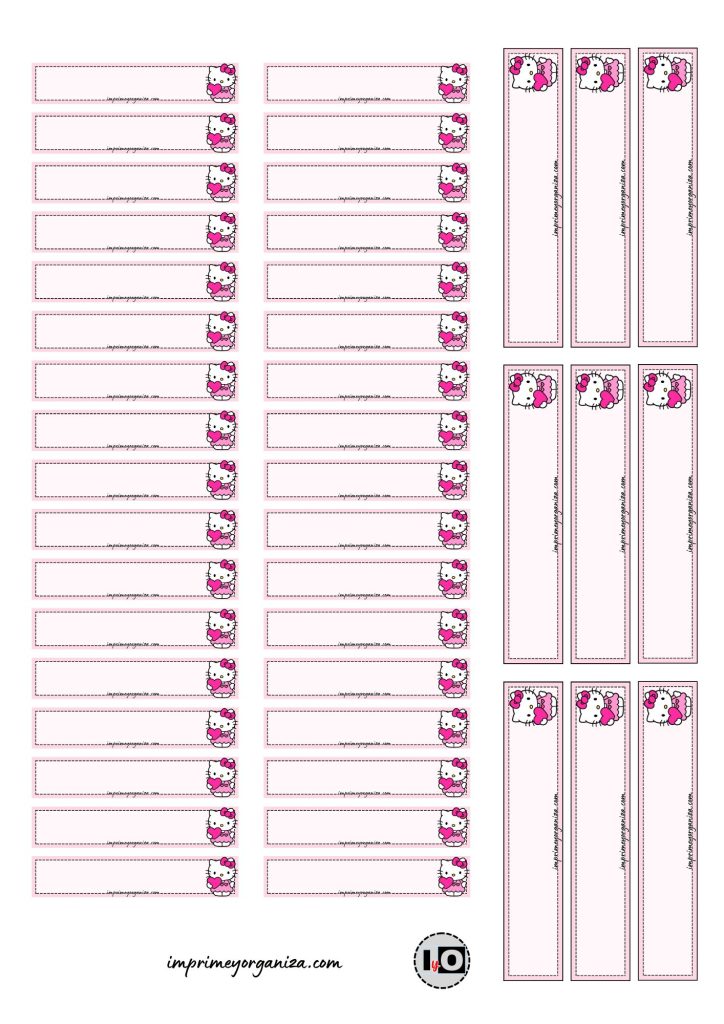 Etiquetas escolares de Hello Kitty y amigos en PDF [GRATIS]