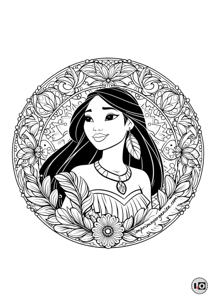 Mandalas de Princesas para imprimir y colorear [GRATIS]