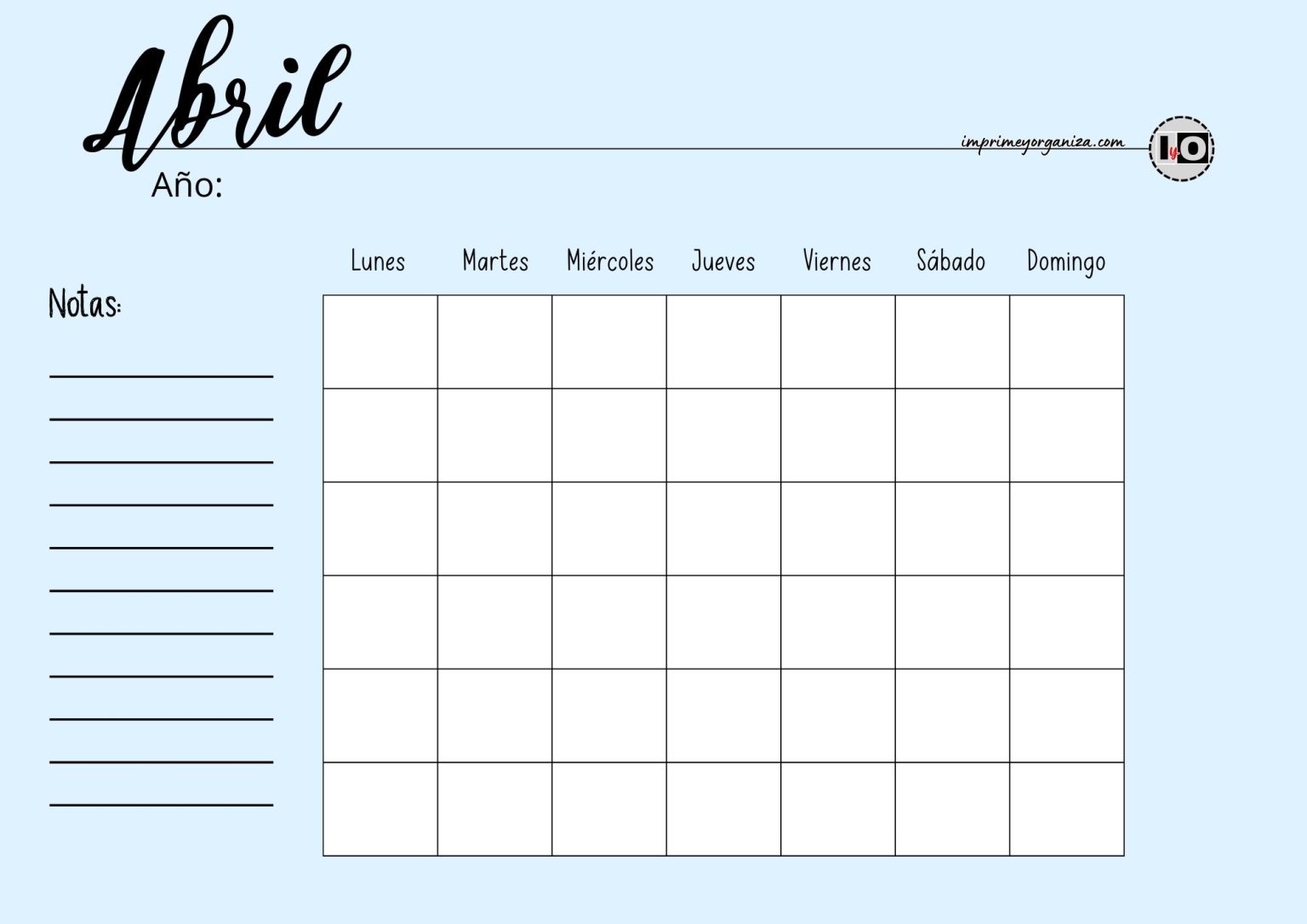 Calendarios de Abril para imprimir en PDF [GRATIS]