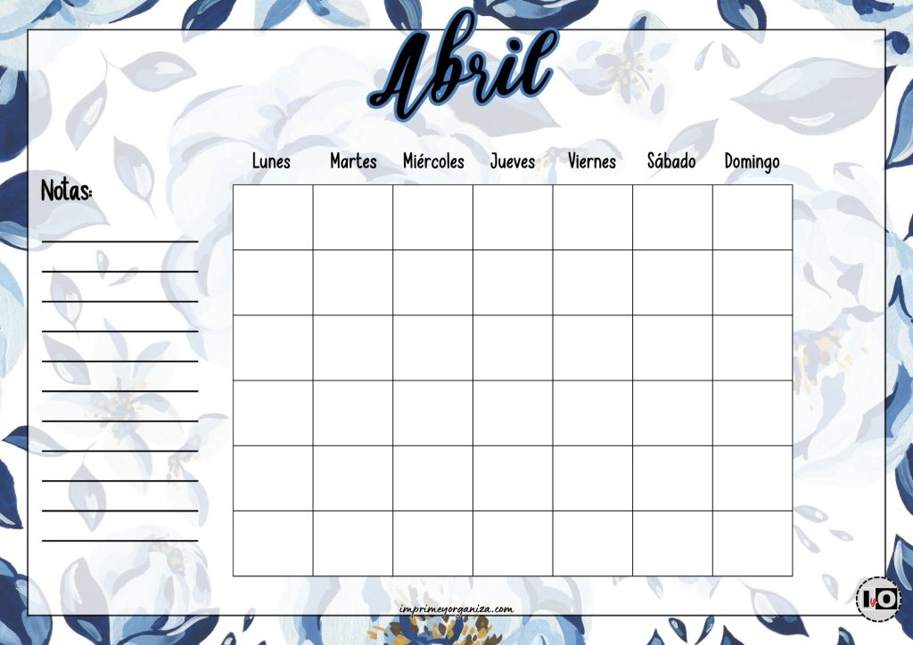 Calendarios de Abril para imprimir en PDF [GRATIS]