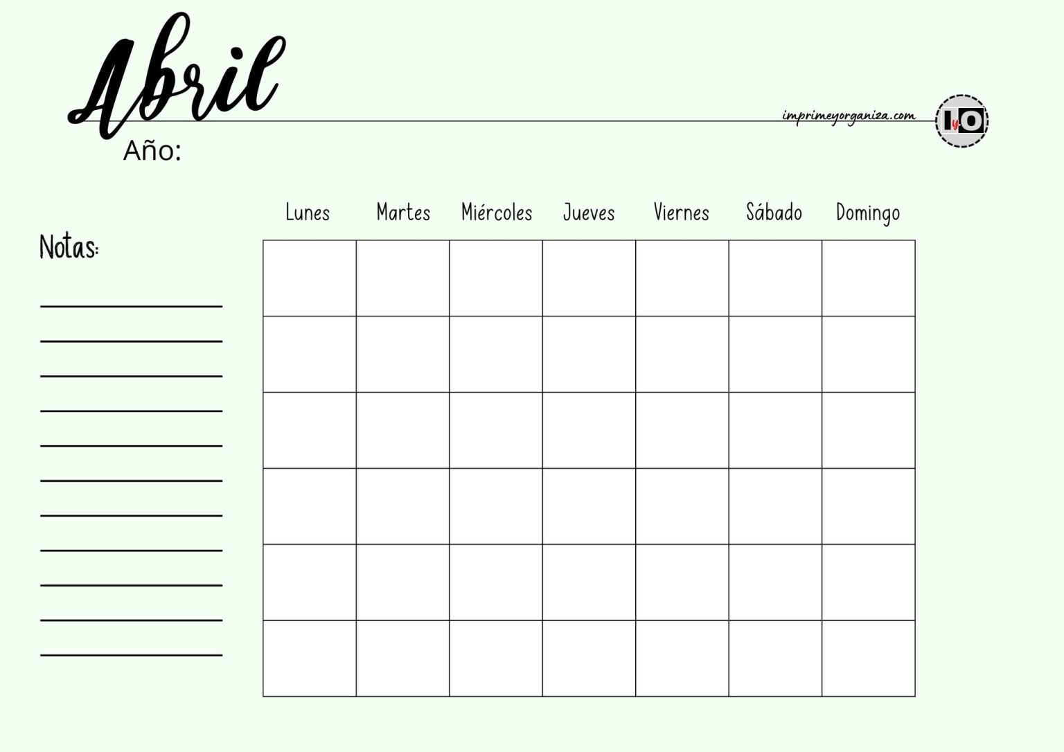 Calendarios de Abril para imprimir en PDF [GRATIS]