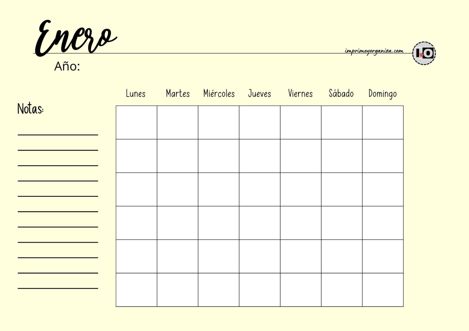 Calendarios de Enero para Imprimir en PDF [GRATIS]