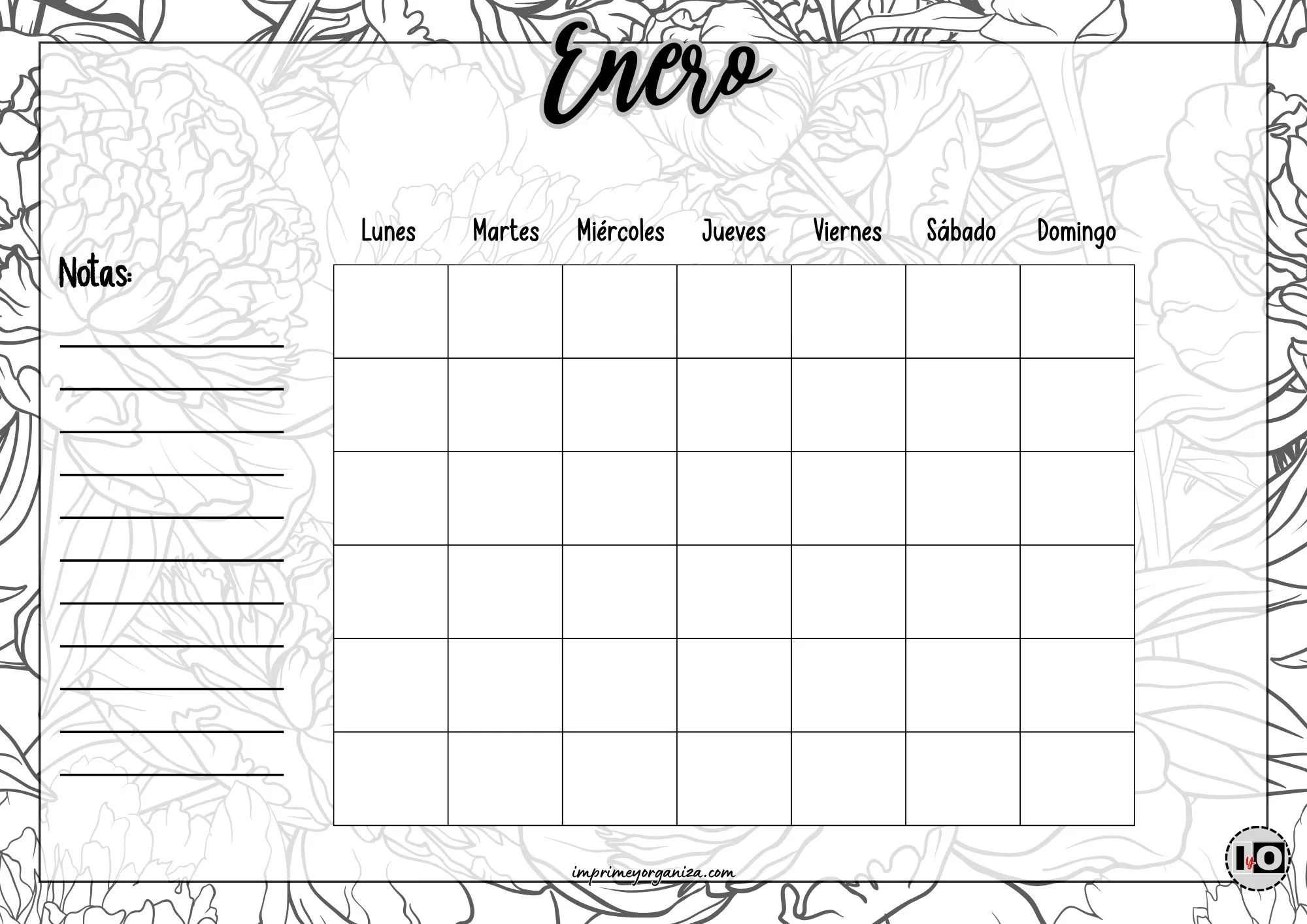 Calendario Imprimible Para Rellenar En Blanco