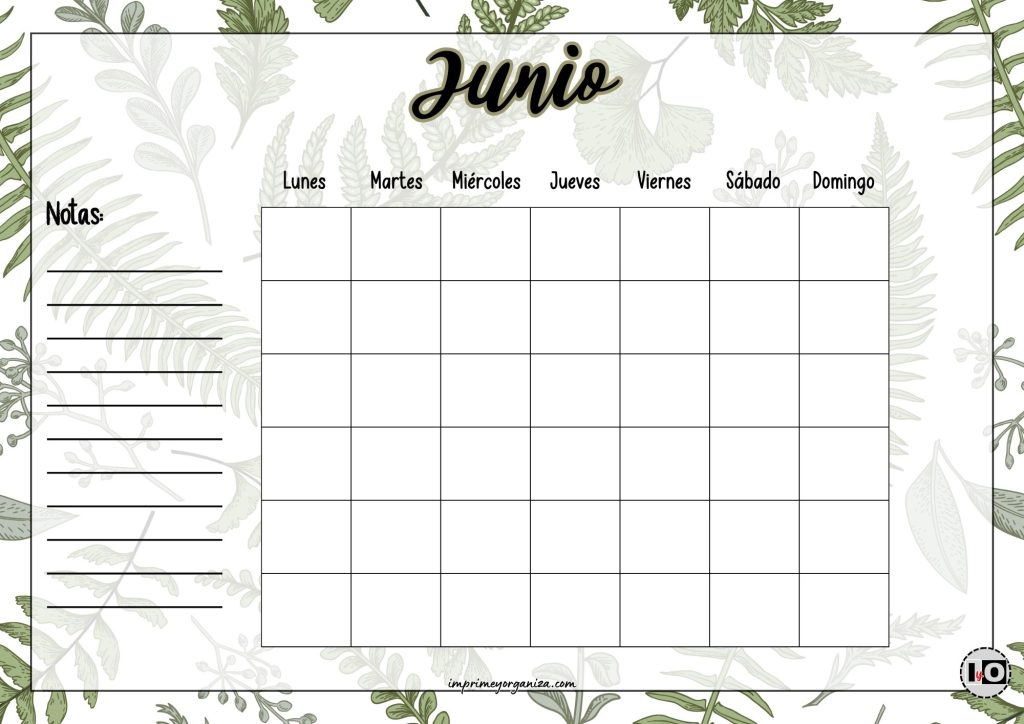 Calendarios de Junio para Imprimir en PDF [GRATIS]