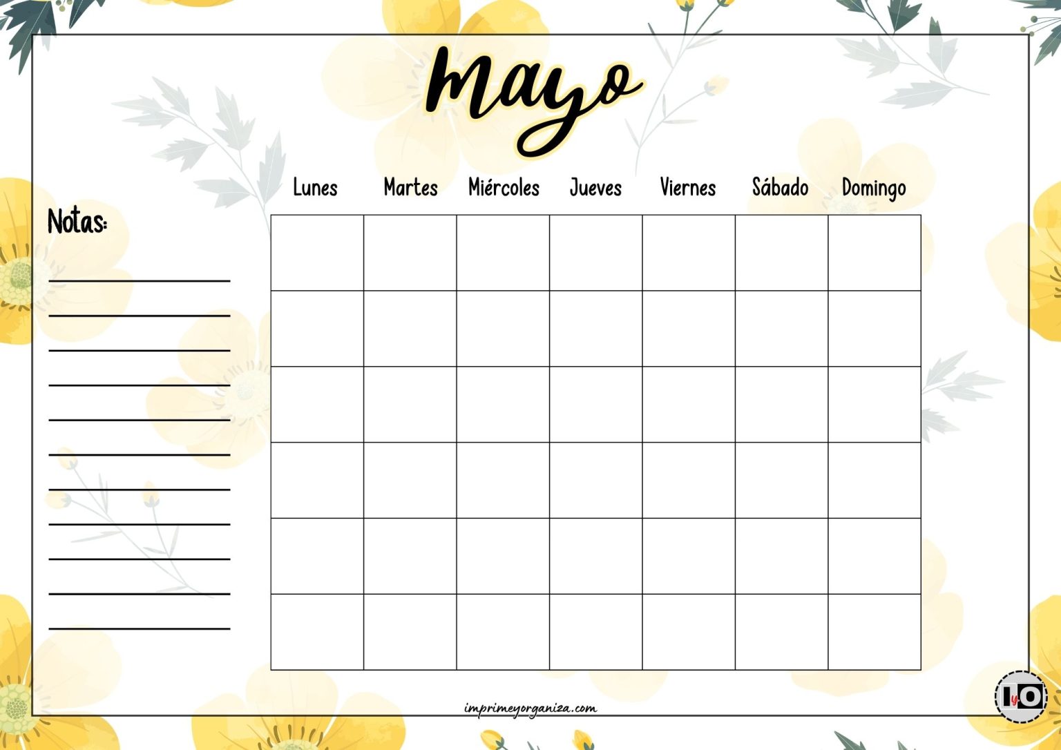 Calendarios de Mayo para Imprimir en PDF [GRATIS]