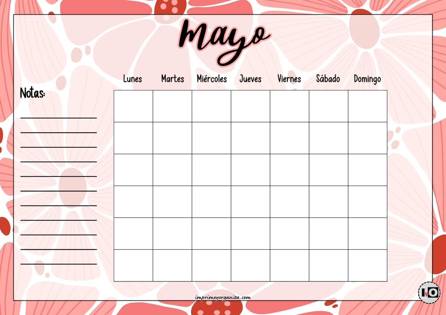 Calendarios de Mayo para Imprimir en PDF [GRATIS]