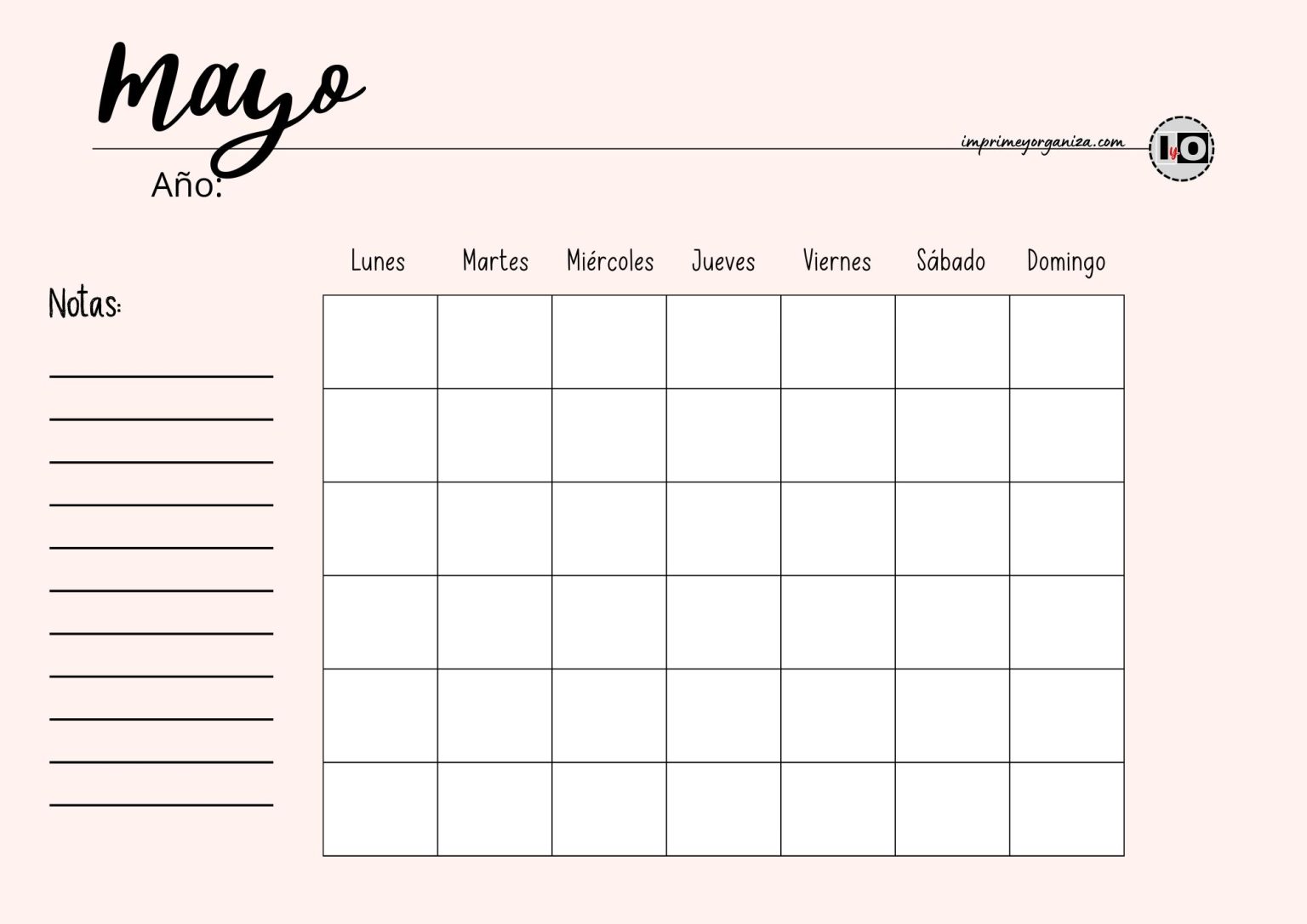Calendarios de Mayo para Imprimir en PDF [GRATIS]