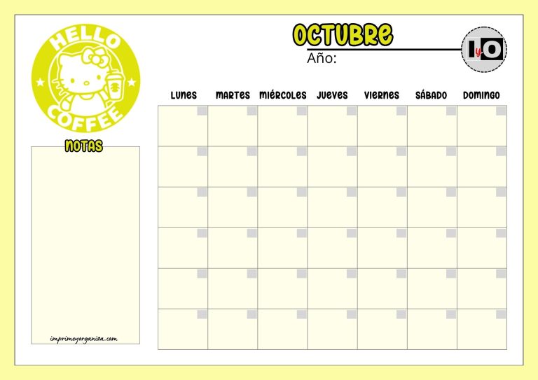 Calendarios de Octubre para Imprimir en PDF [GRATIS]