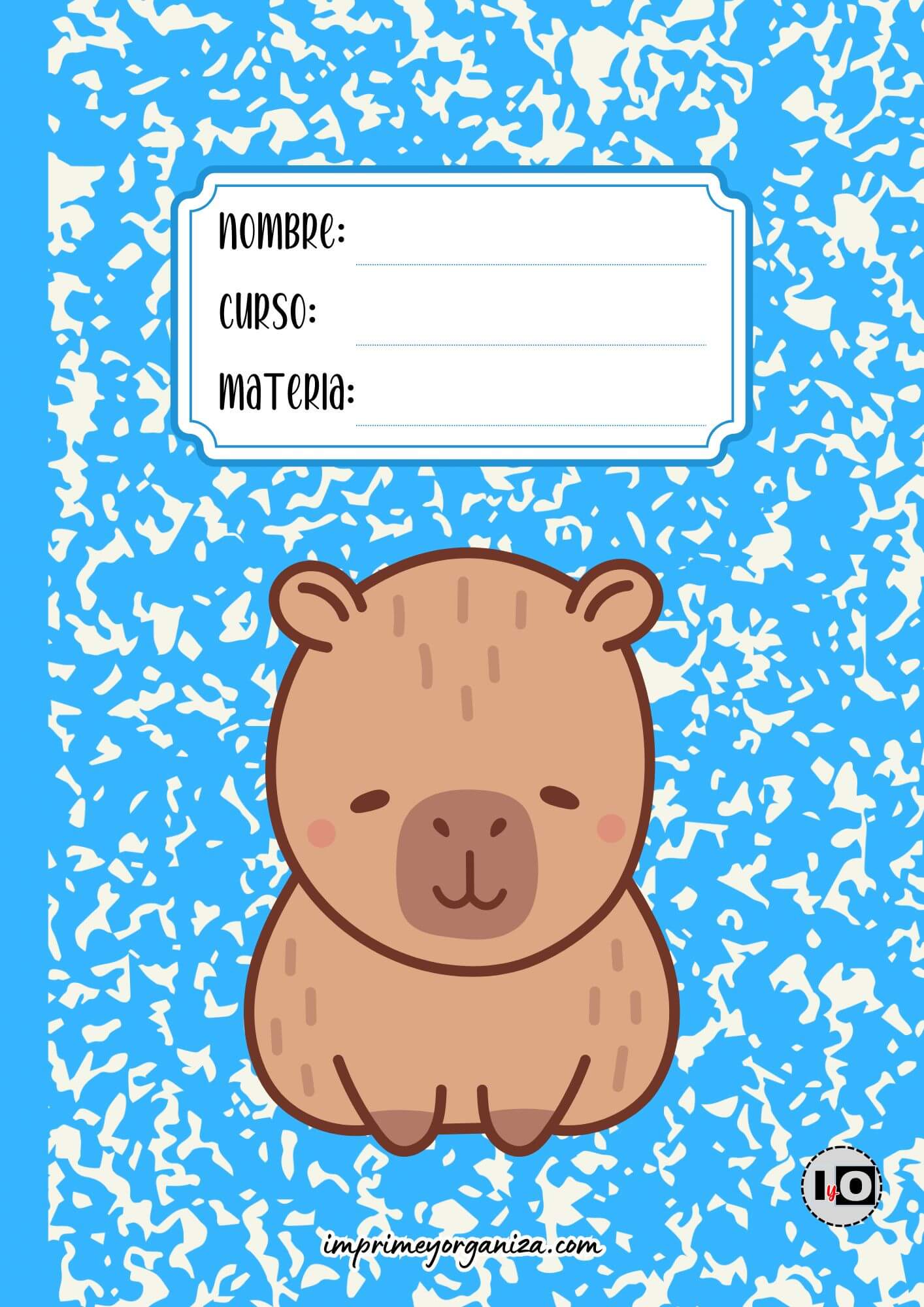 Portadas de cuadernos de Capibaras en PDF [GRATIS]