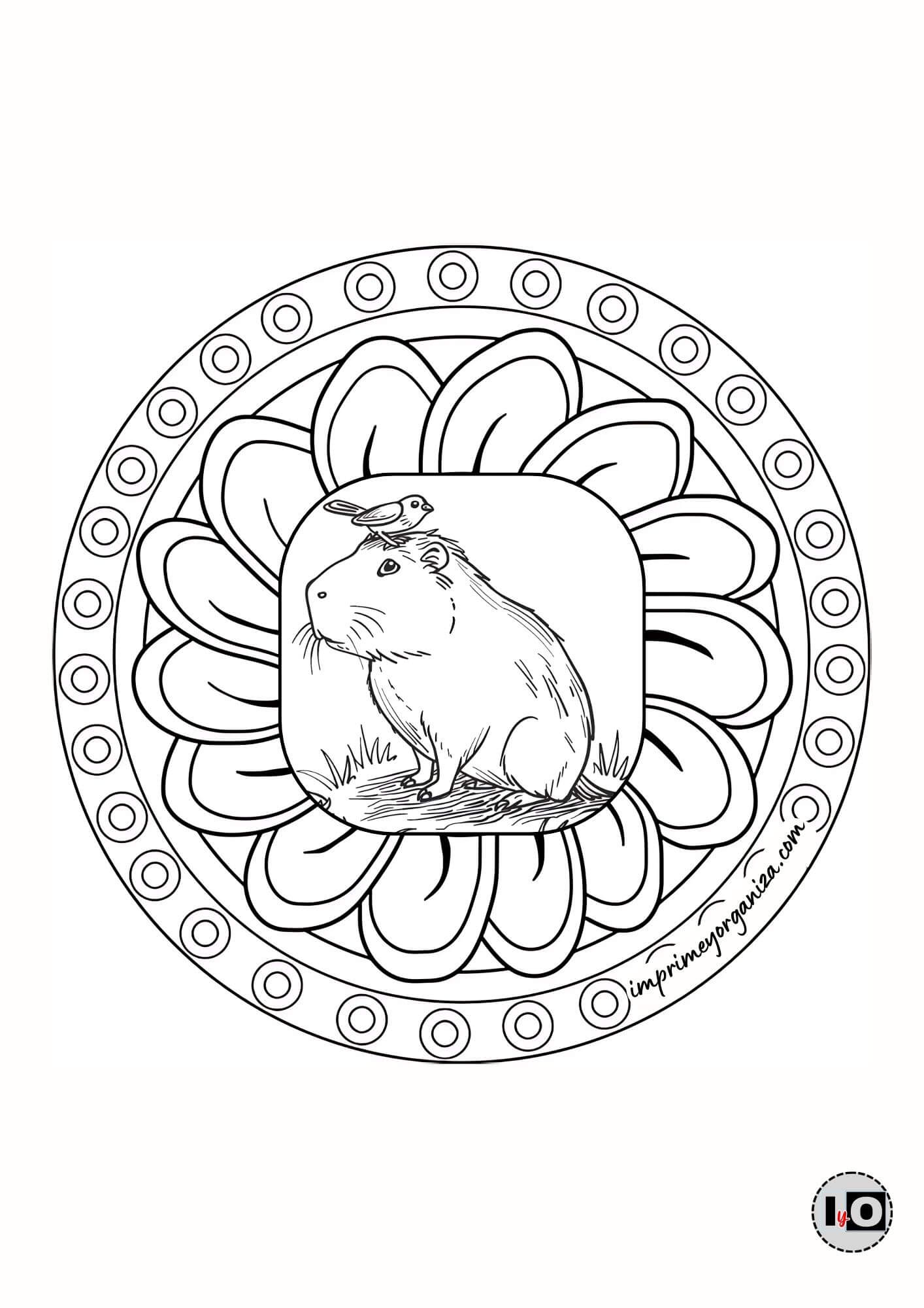 Mandalas de Capibaras para imprimir y colorear [GRATIS]