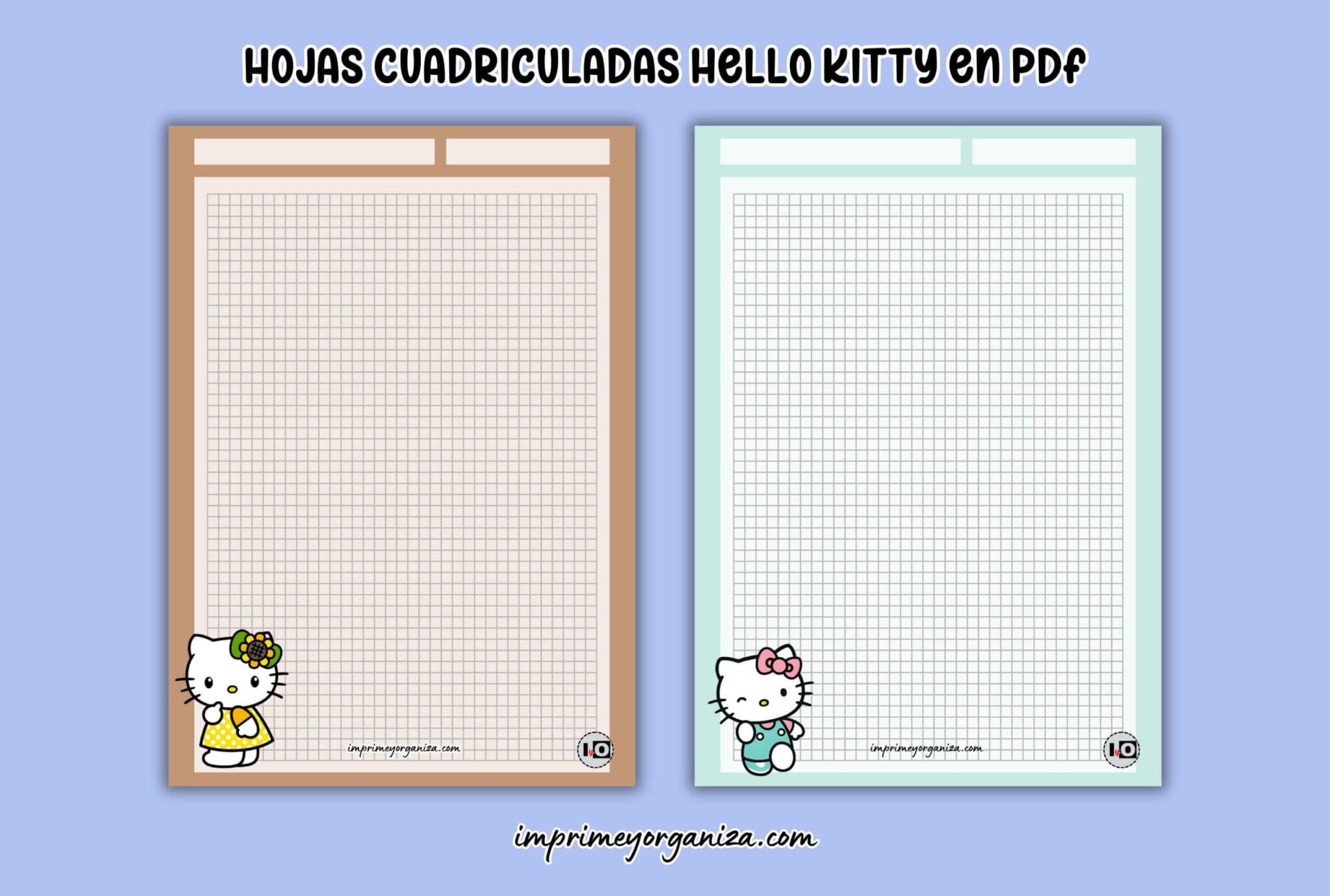 Hojas Cuadriculadas de Hello Kitty para imprimir [GRATIS]