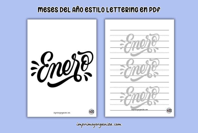 Plantillas de los meses del año estilo Lettering en PDF [GRATIS]