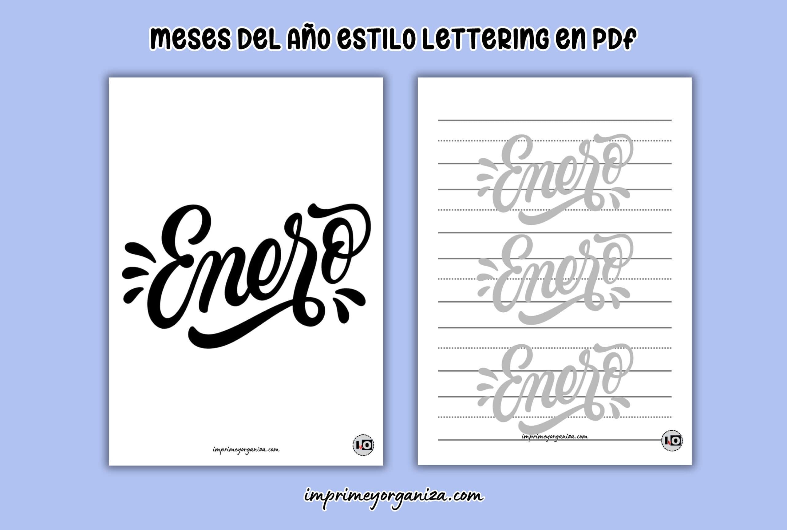 Plantillas de los meses del año estilo Lettering 🖌