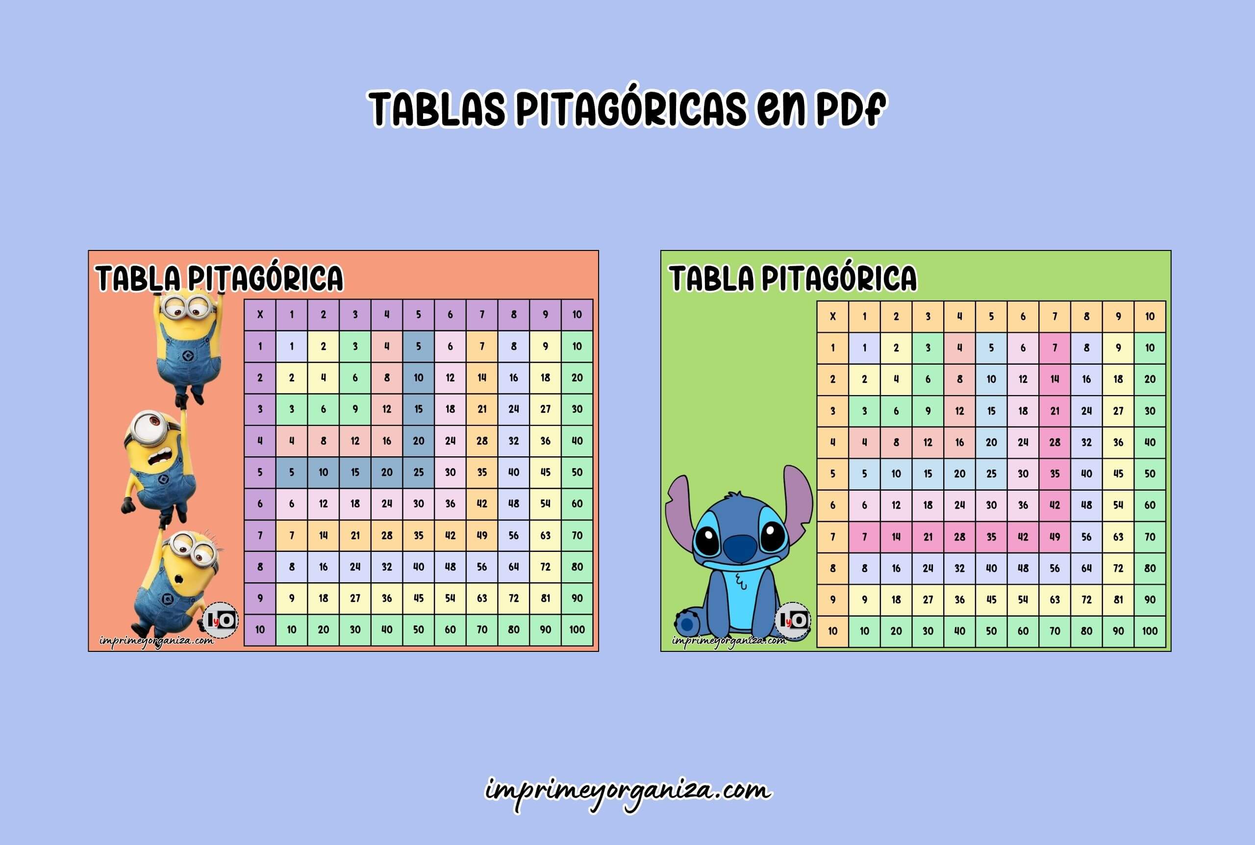 Tablas de multiplicar pitagóricas en PDF [GRATIS]