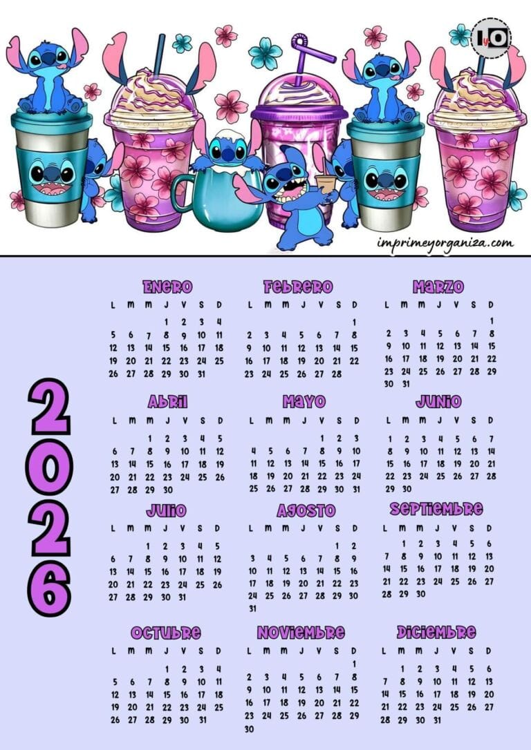 Calendarios Infantiles 2026 Stitch en PDF [GRATIS]