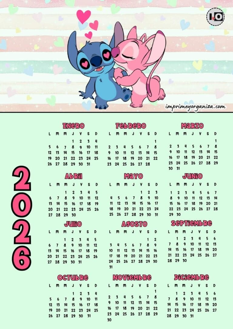 Calendarios Infantiles 2026 Stitch en PDF [GRATIS]