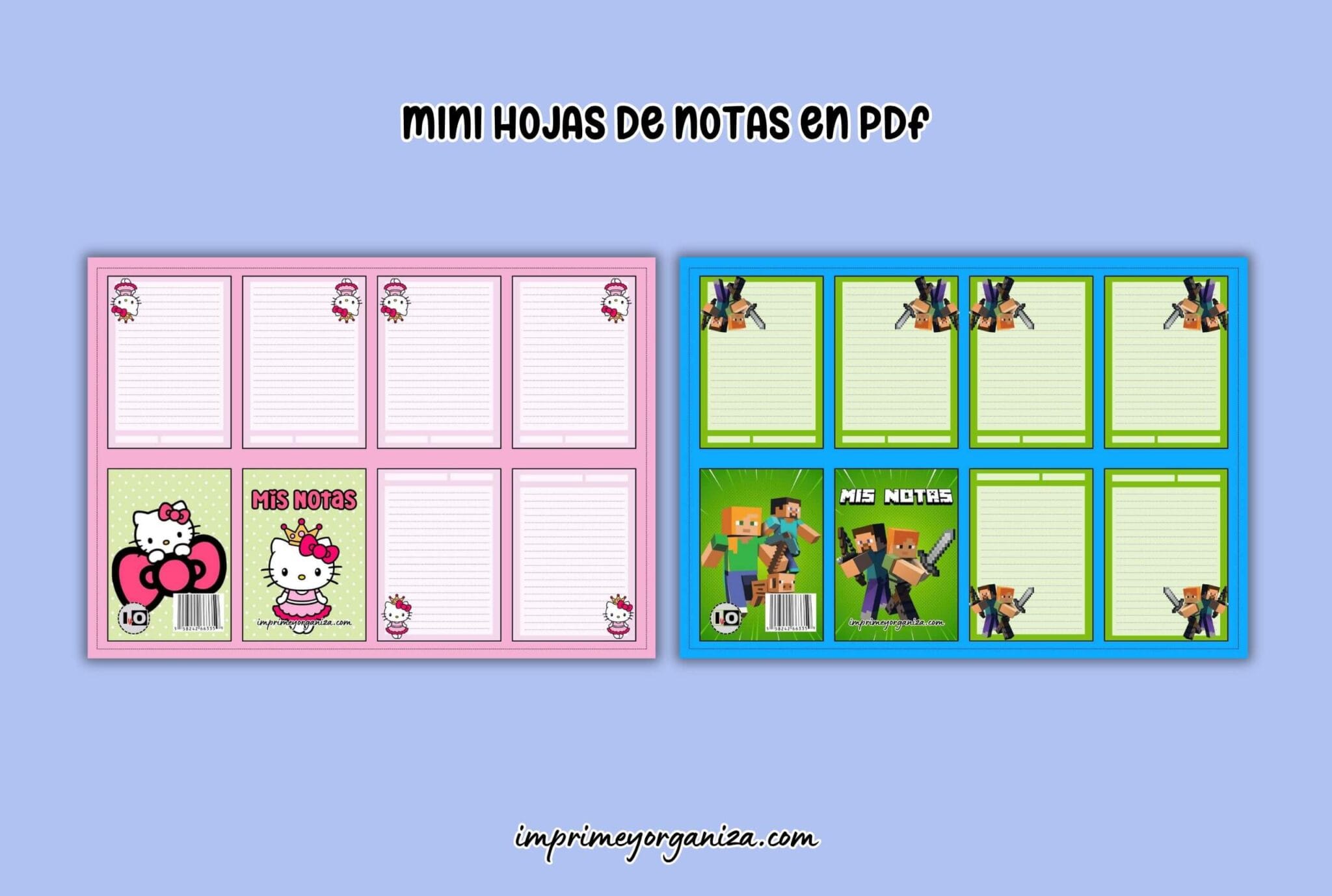 Mini Hojas de Notas para Imprimir en PDF [GRATIS]