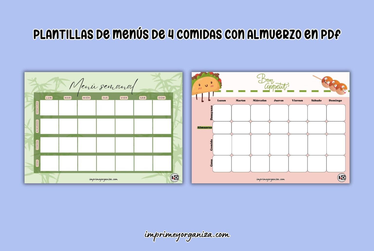 Menú semanal de 4 comidas con merienda en PDF [GRATIS]