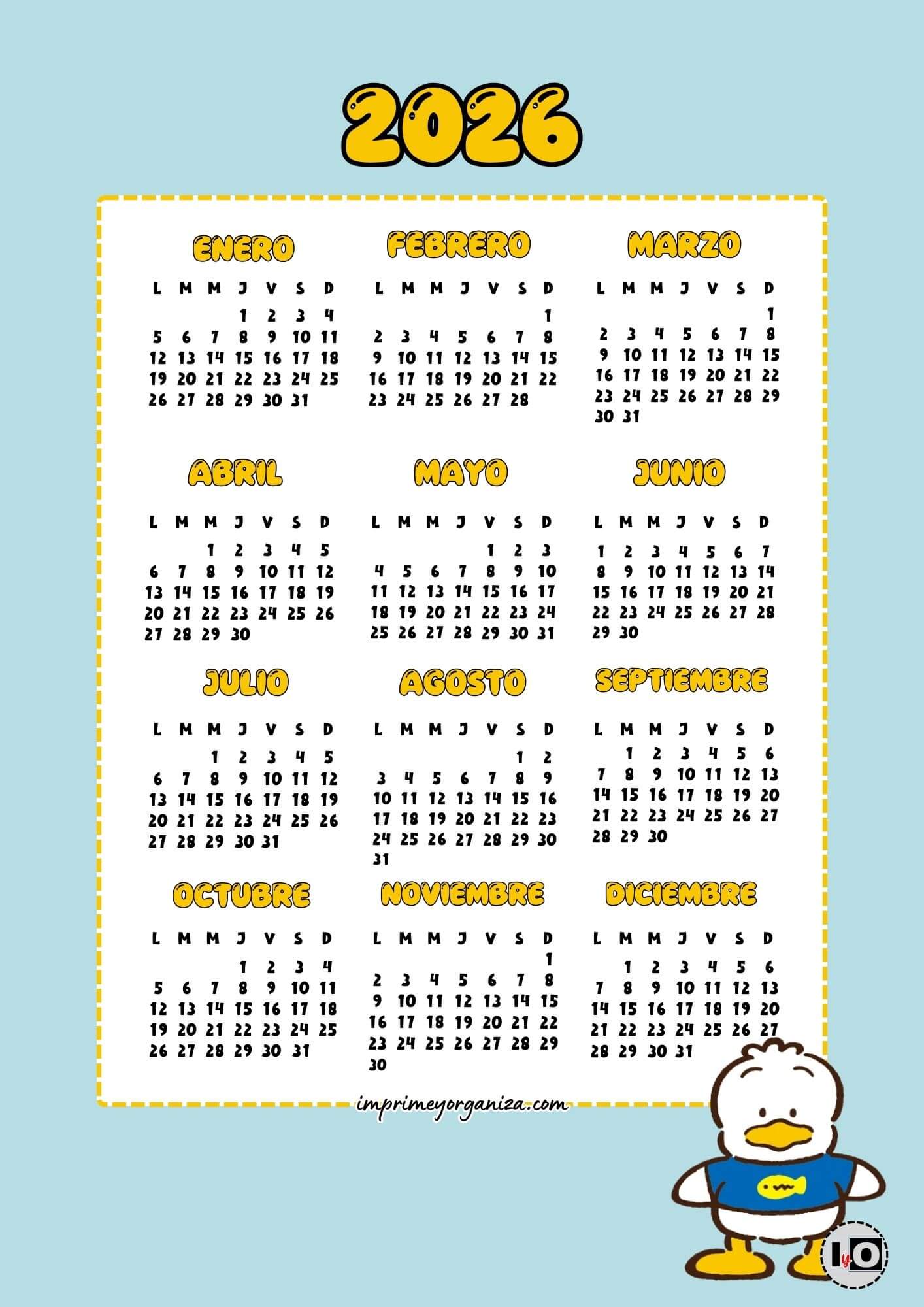 Calendarios Infantiles 2026 Sanrio en PDF [GRATIS]