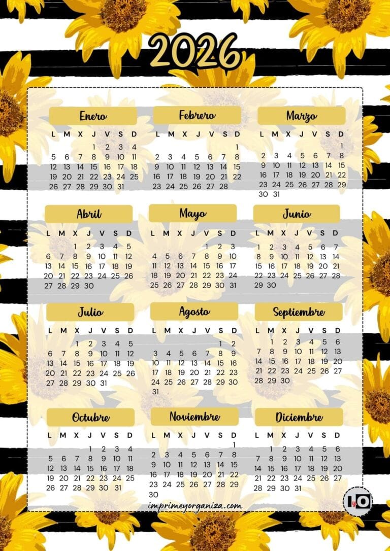 Calendarios Anuales 2026 Florales en PDF [GRATIS]