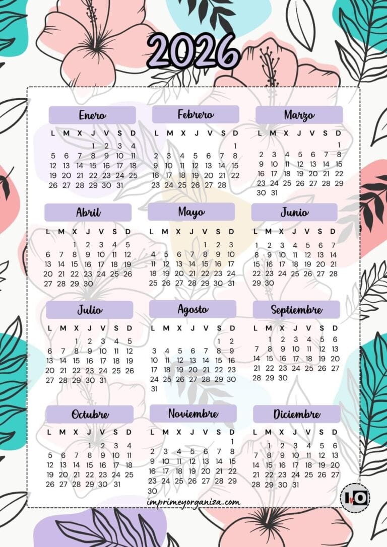 Calendarios Anuales 2026 Florales en PDF [GRATIS]