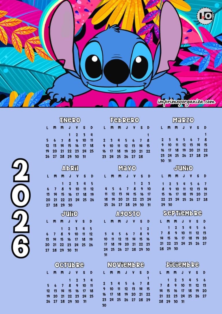 Calendarios Infantiles 2026 Stitch en PDF [GRATIS]