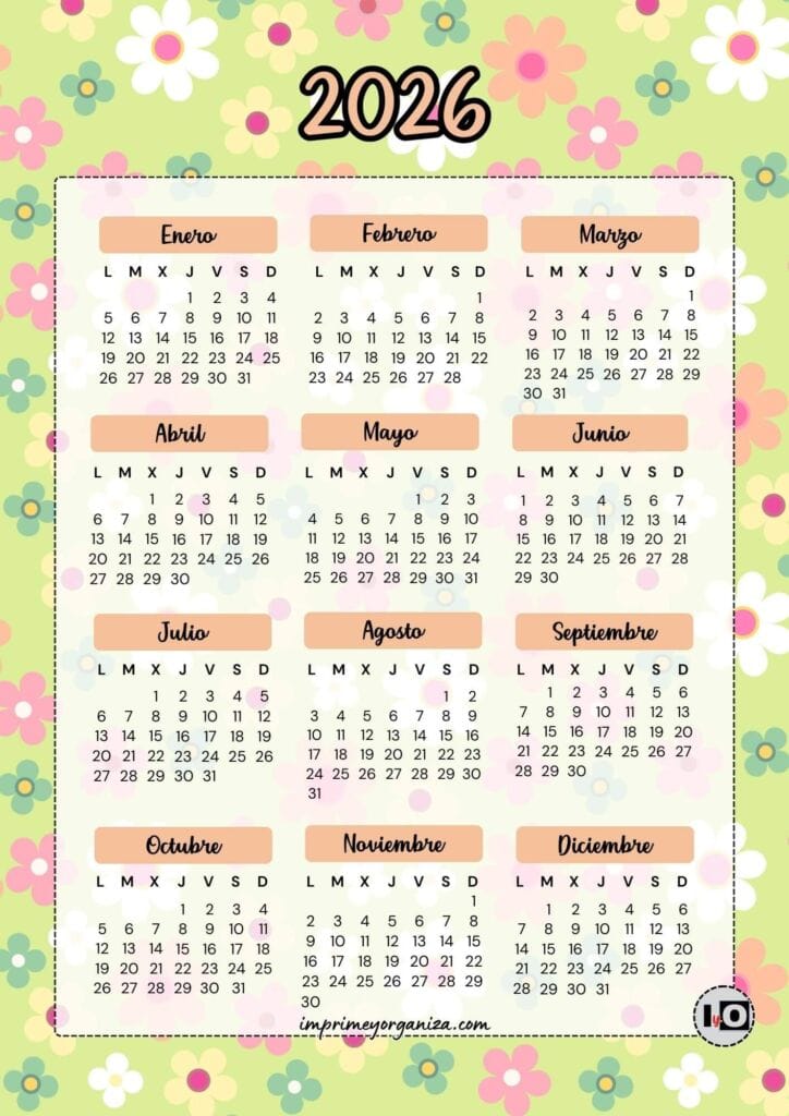 Calendarios Anuales 2026 Florales en PDF [GRATIS]