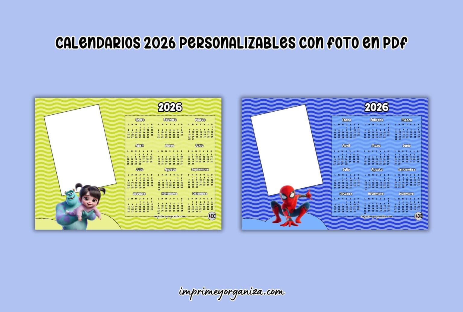 Calendarios Infantiles 2026 Personalizables en PDF [GRATIS]