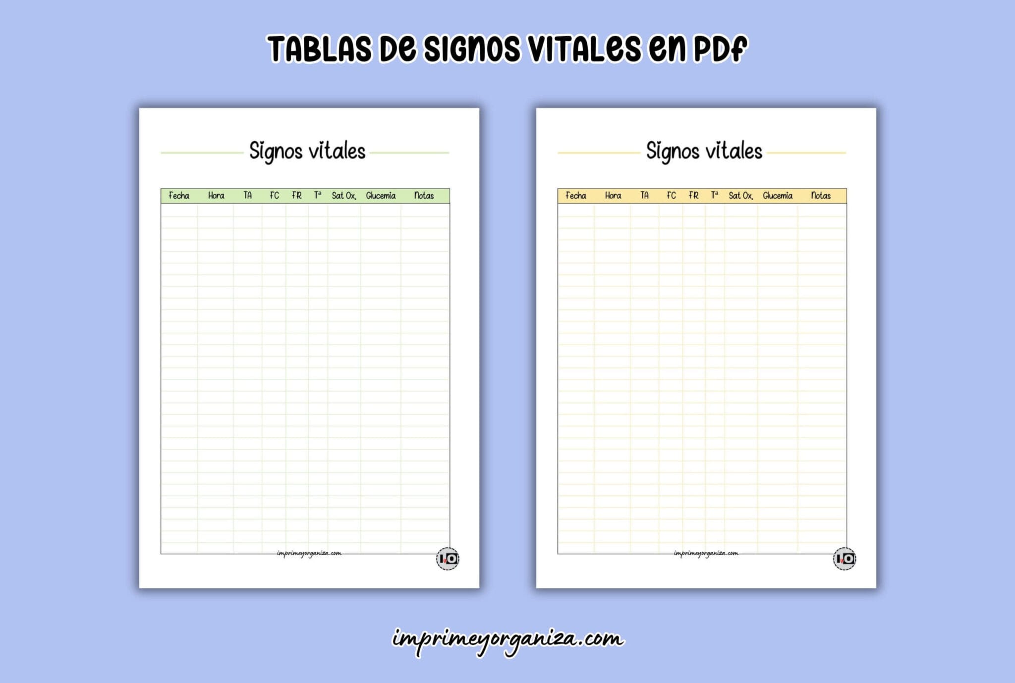 Tablas de Registro de Signos Vitales en PDF [GRATIS]