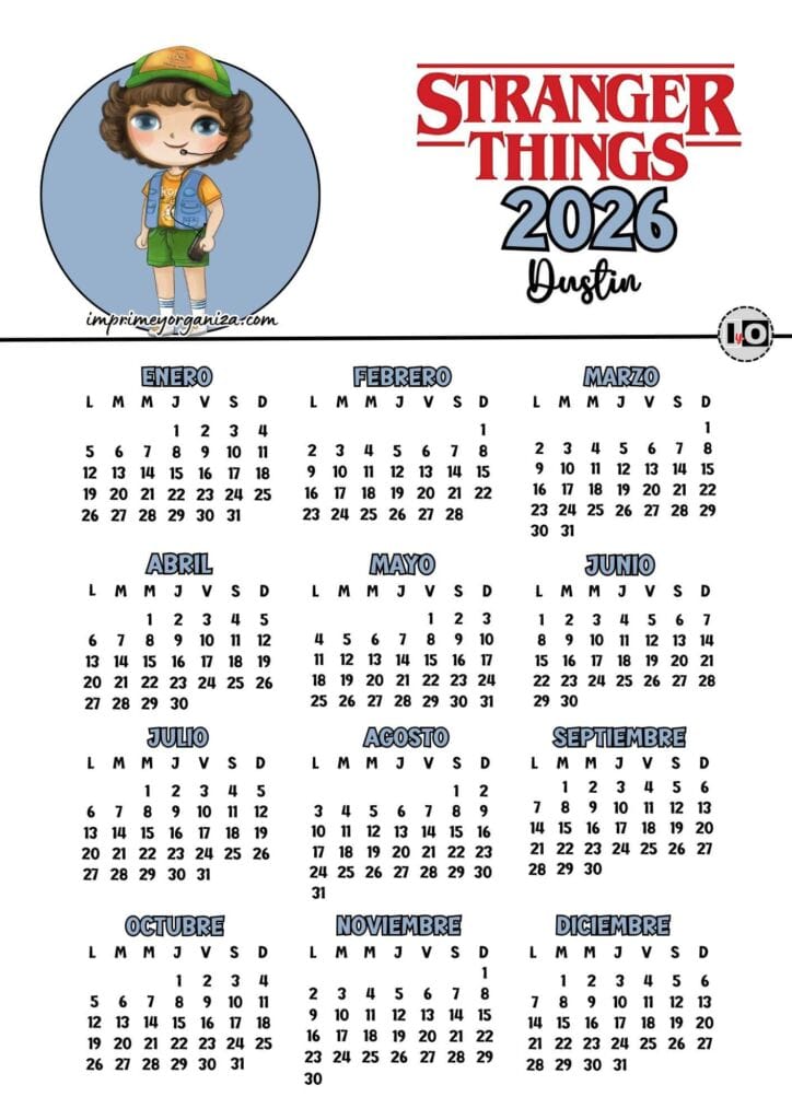 Calendarios Anuales 2026 Stranger Things en PDF [GRATIS]