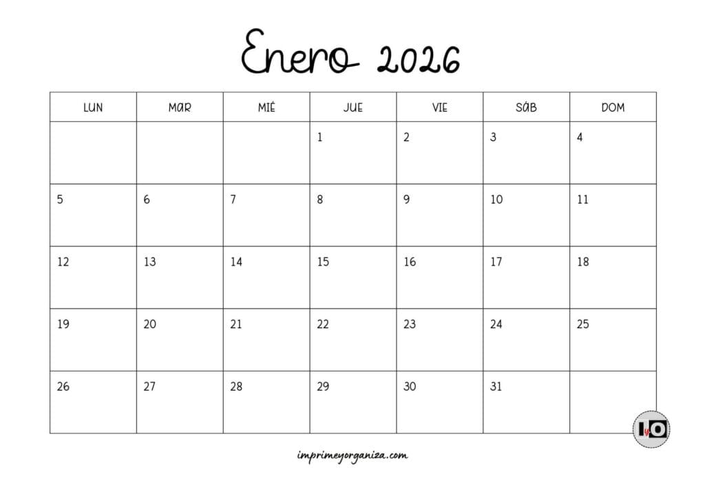 Calendarios Mensuales 2026 Cuadrante en PDF [GRATIS]