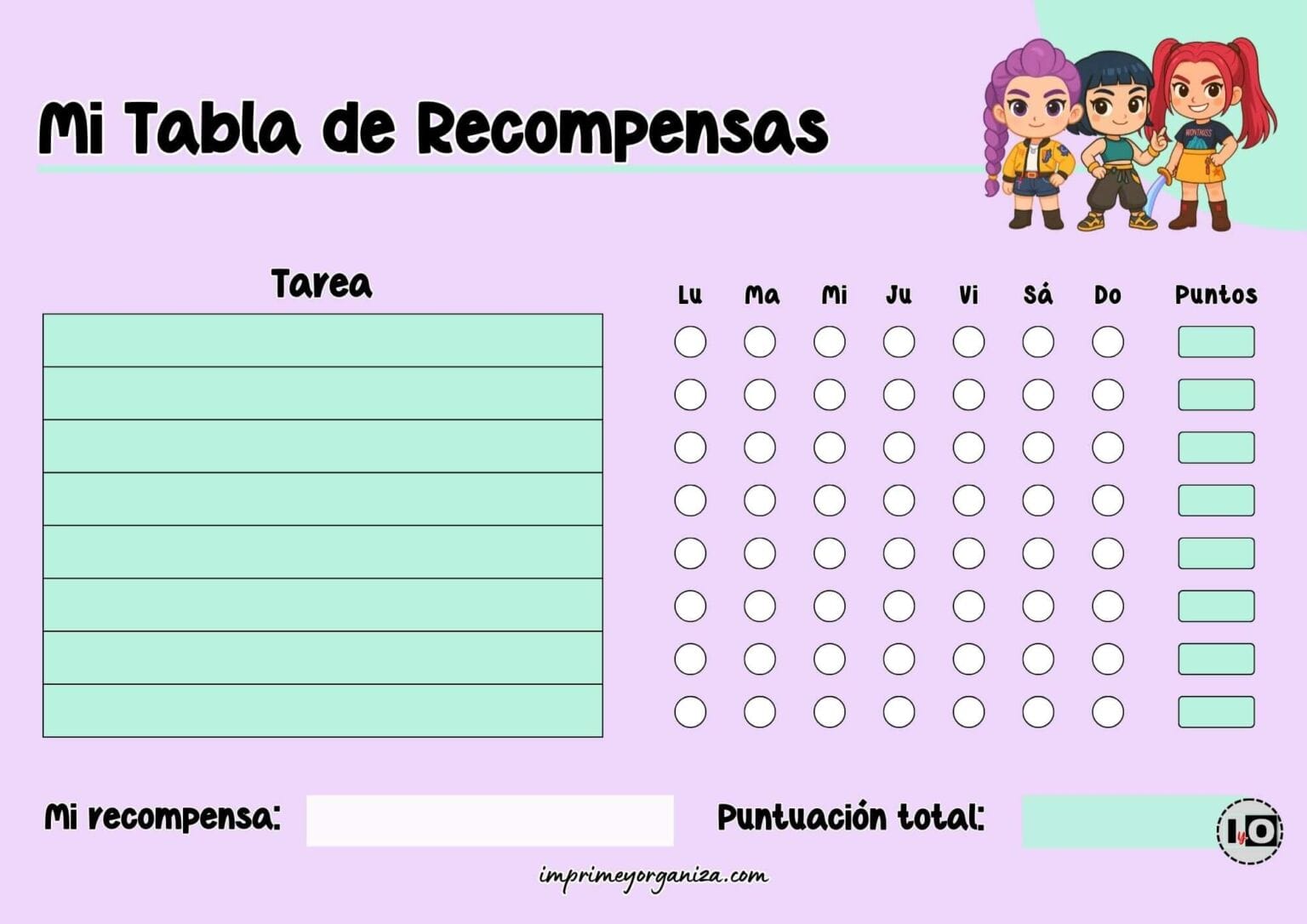 Tablas de Recompensas para niños en PDF [GRATIS]